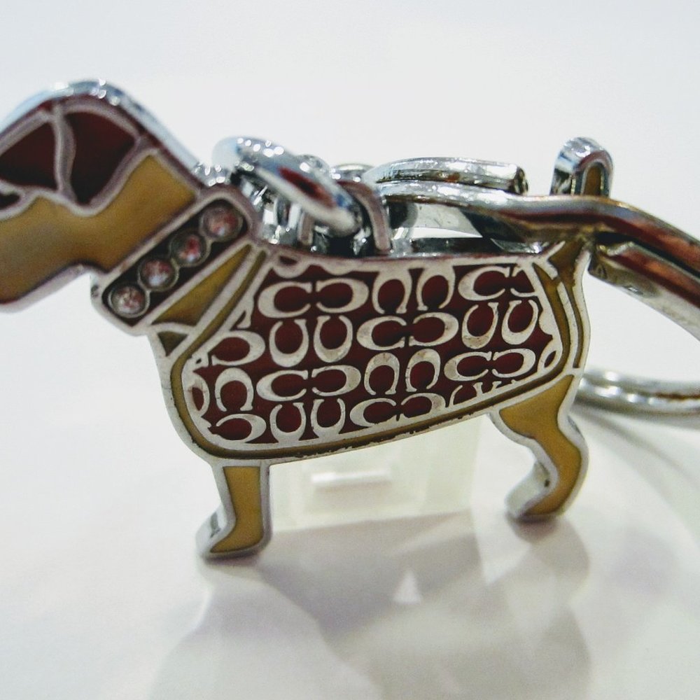 Coach Dog Key Ring Designed White Crystals Collar - Gem